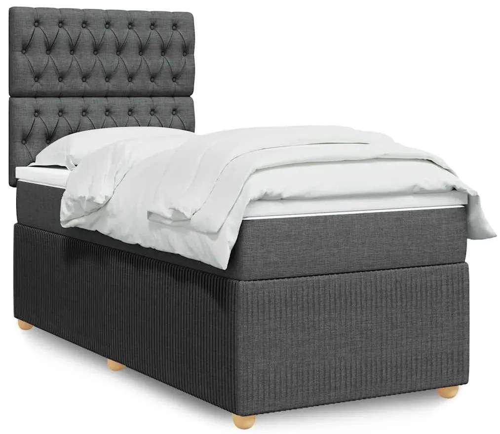 Box spring postel s matrací tmavě šedá 90x190 cm textil 3291919