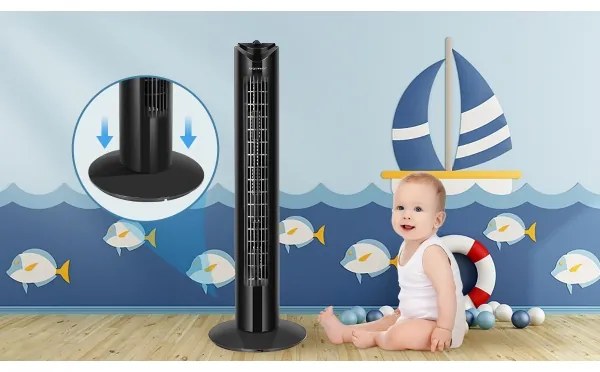 Aigostar - Sloupový ventilátor 45W/230V černá