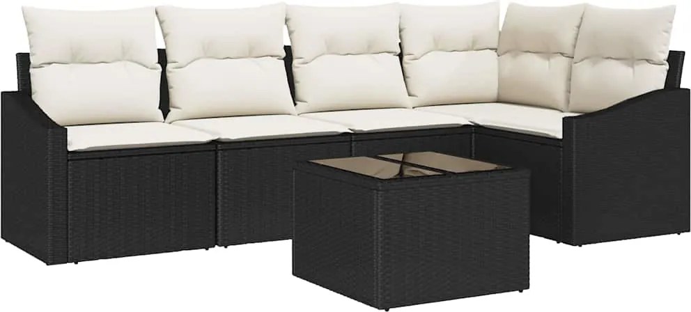 Sada zahradních pohovek 6 ks Hnědá a krémová polyratan 3355396