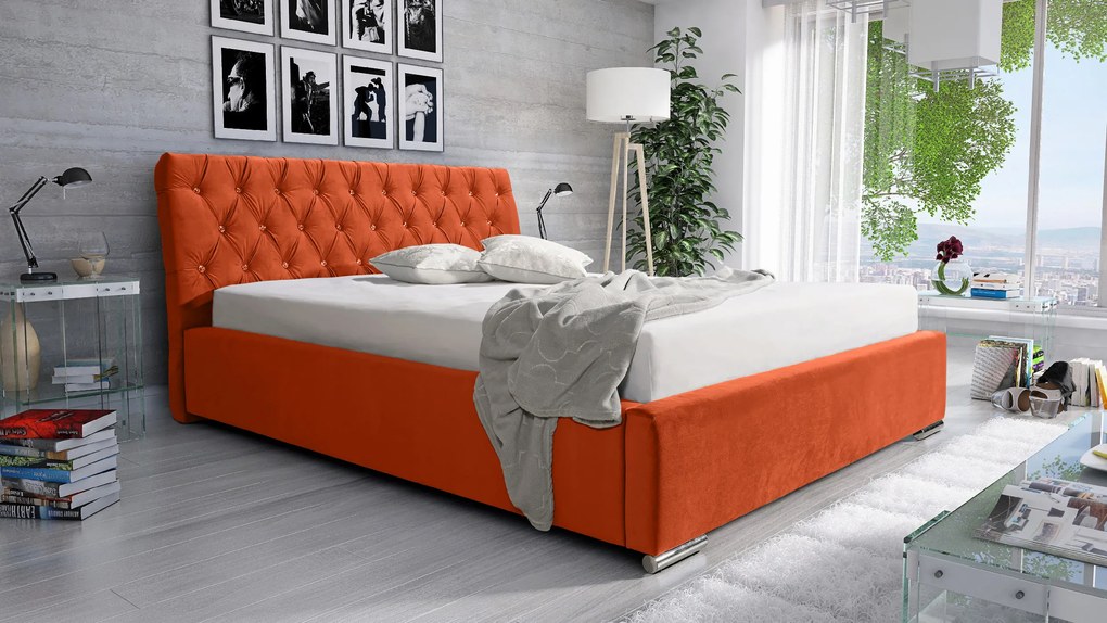 Eka Čalouněná postel LUXURIOUS 90x200 cm Barva látky Trinity: Světle modrá (Trinity 2322), Úložný prostor: Bez úložného prostoru
