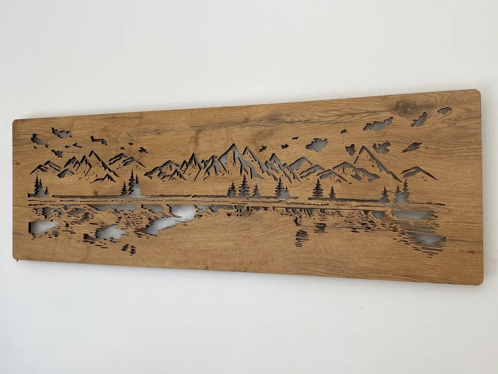 Li-Go "Jezero" světelný obraz s baterií 120x40cm varianta: ovládání na obraze bez dálkového ovladače, provedení: dub