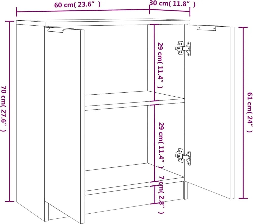 Příborníky 2 ks kouřový dub 60 x 30 x 70 cm kompozitní dřevo 3115777