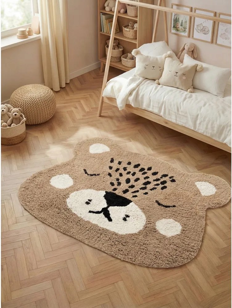 Světle hnědý pratelný/ručně tkaný bavlněný dětský koberec 93x120 cm Snuggle Bea – Hanse Home
