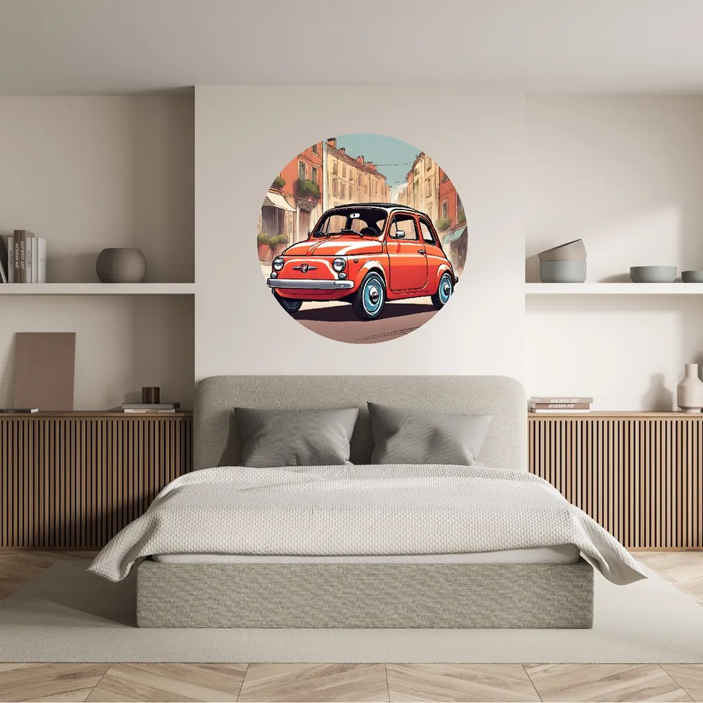PIPPER. Kruhová samolepka na zeď "Fiat 500" Velikost: 60cm