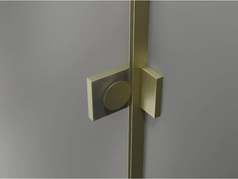 Mexen Lunar, L půlkruhový výklopný sprchový kout 100 x 80 cm, 8mm čiré sklo, zlatý matný profil, 833L-100L-080P-55-00