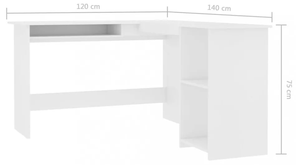 Rohový psací stůl 120x140 cm Dekorhome Dub sonoma / bílá