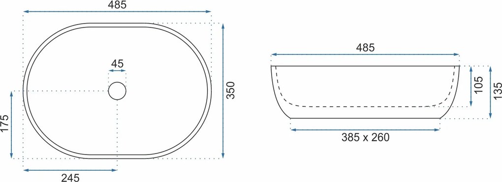 Rea Lara umyvadlo, 49 x 35 cm, béžová, REA-U9887