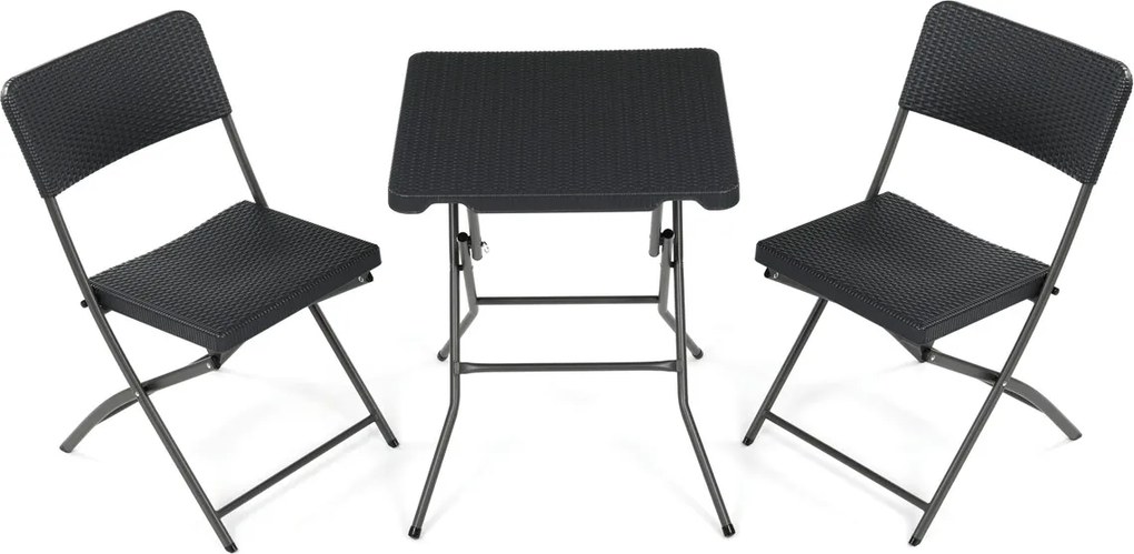 Zahradní set LITTLE 1+2 - šedý plast / šedá kovová konstrukce