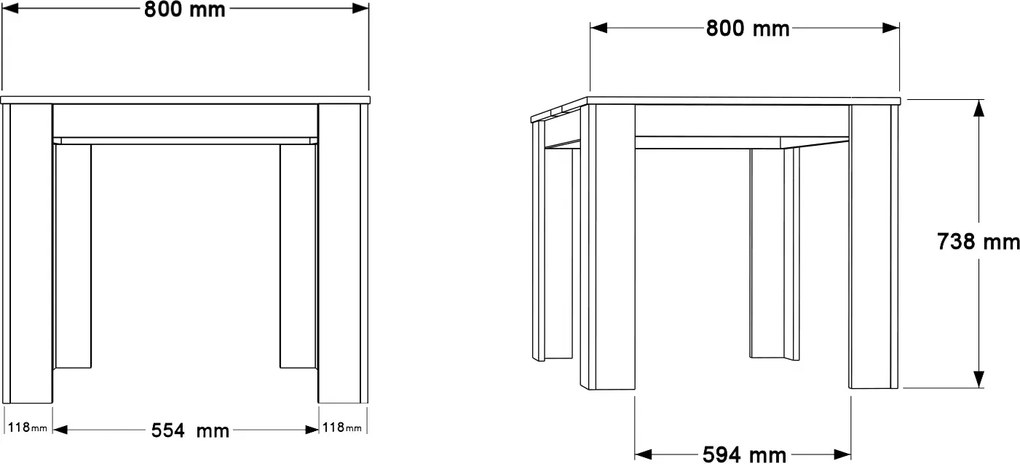 Čtvercový jídelní stůl Houseland Future 01 dub Castello/antracitově šedý
