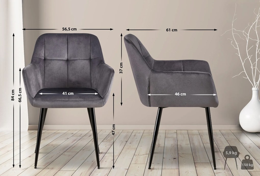 Konferenční židle Emia samet – šedá