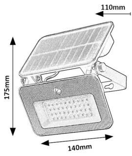 Rabalux 77159-LED Solární reflektor se senzorem LED/6W/3,7V 3000/4000/6500K IP65