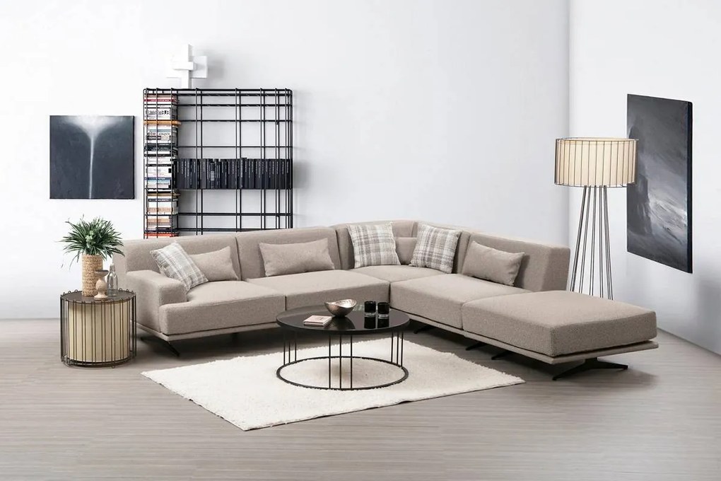 Designová rohová sedačka Kessya béžová - levá