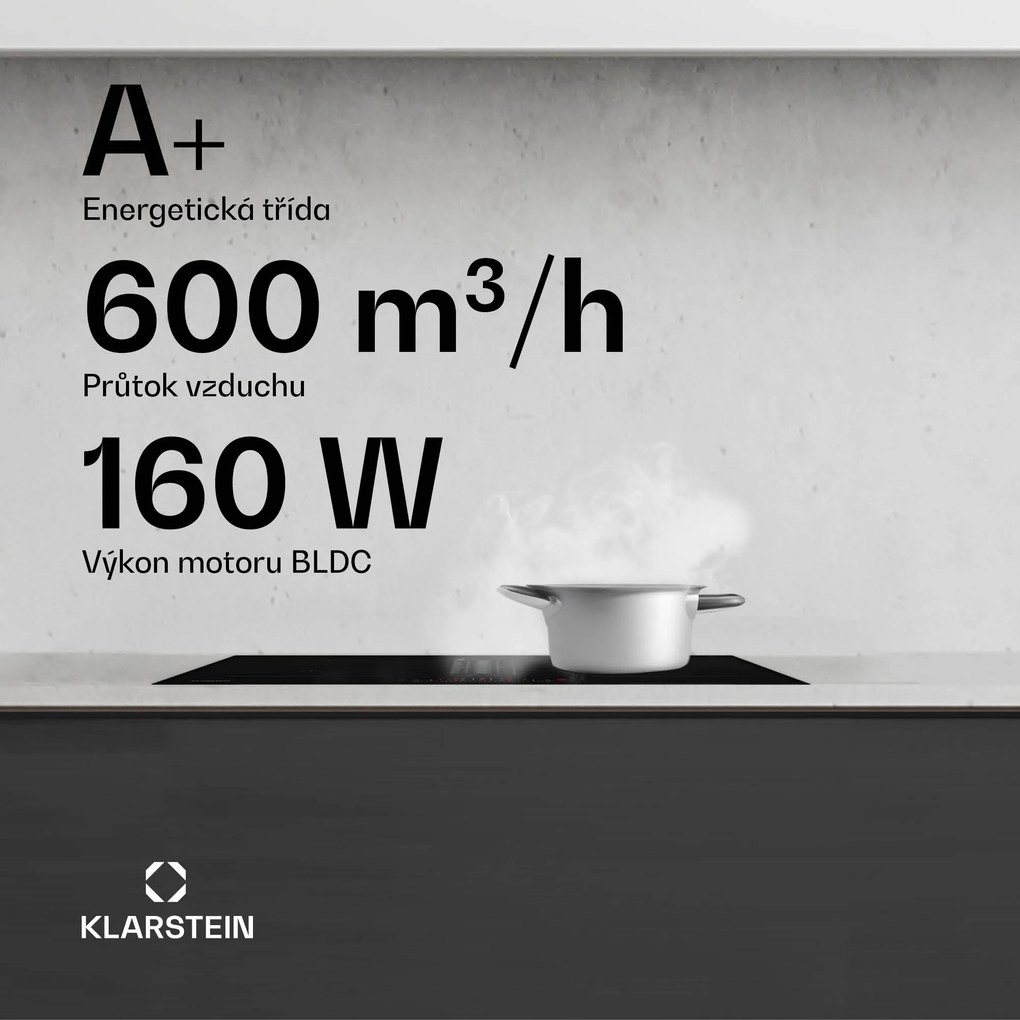 Klarstein AirJet 72 Down Air System, indukční sporák + DownAir-digestoř, 10 000 W, 446 m³/h, Boost