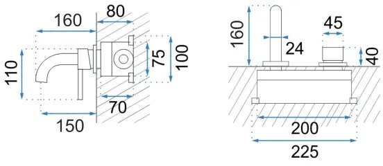 BAT-B0969 - Umyvadlová baterie pro podomítkovou instalaci LUNGO matná černá