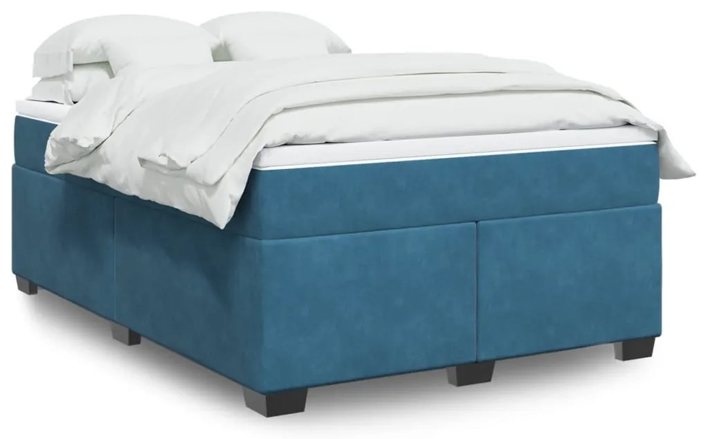 Box spring postel s matrací tmavě modrá 140x200 cm samet 3285291