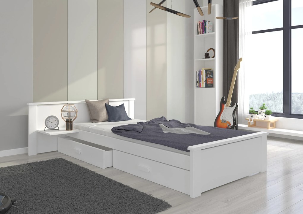 ADRK Furniture Postel s matrací ALDEX SHELF 200x90 CH-Alde-Sh-W+LG-208+M-E1971