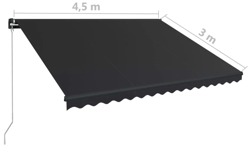 vidaXL Marketos Ručně zatahovací markýza 450 x 300 cm antracitová
