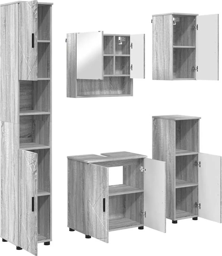 Sada koupelnového nábytku 5 ks Šedá Sonoma 61 x 35 x 64 cm 3392989