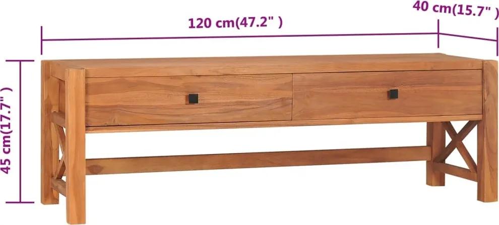 vidaXL TV skříňka se zásuvkami 120 x 40 x 45 cm masivní teakové dřevo [337927]