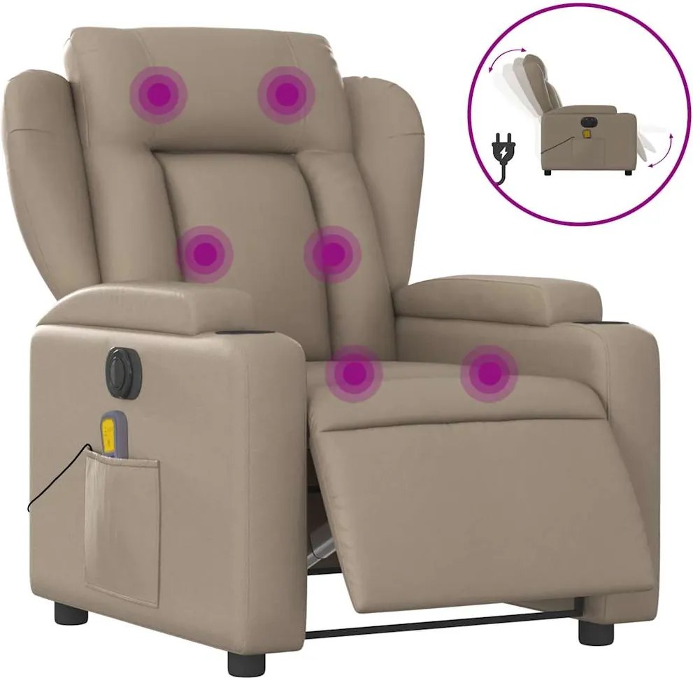Elektrické masážní polohovací křeslo cappuccino umělá kůže 3204543