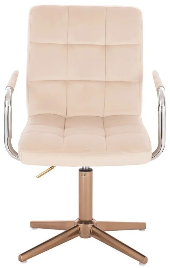 LuxuryForm DESIGN Otočná židle VERONA VELUR na zlatém kříži - krémová