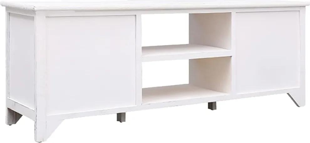 vidaXL TV stolek bílý s patinou 108x30x40 cm masivní dřevo pavlovnie [338522]