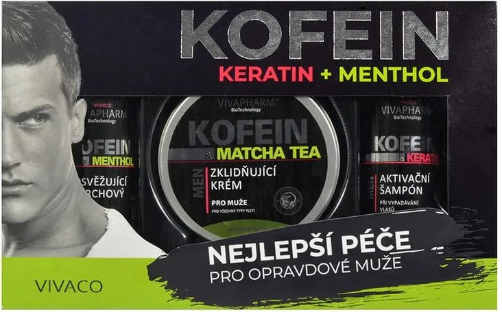 Dárková kazeta kosmetiky s keratinem a kofeinem pánská