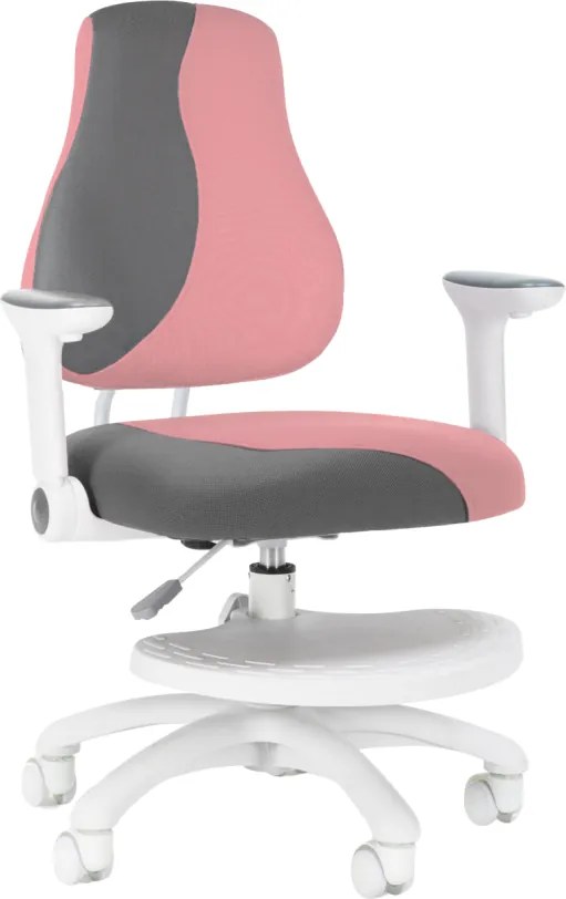 Dětská rostoucí židle Neoseat KINDER WHITE PLUS — látka, šedá / světle růžová