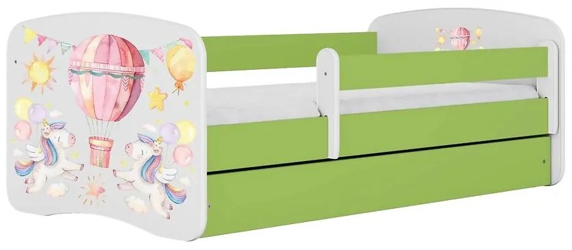 Dětská postel Babydreams+SZ+M zelená 70x140 Balónek