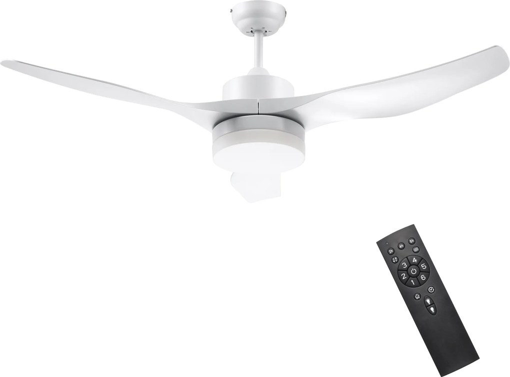 HOMCOM Stropní ventilátor s osvětlením, Reverzibilní LED stropní světlo s ventilátorem, 6 rychlostí, 3 barevná světla, Stropní lampa s dálkovým ovládá