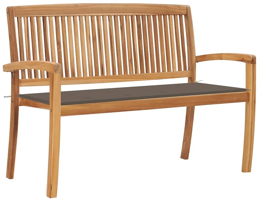 Stohovatelná zahradní lavice s poduškou 128,5 cm masivní teak