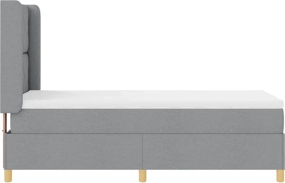 Postel s boxspringem s čelo Světle šedá 90 x 200 cm textil 3341875
