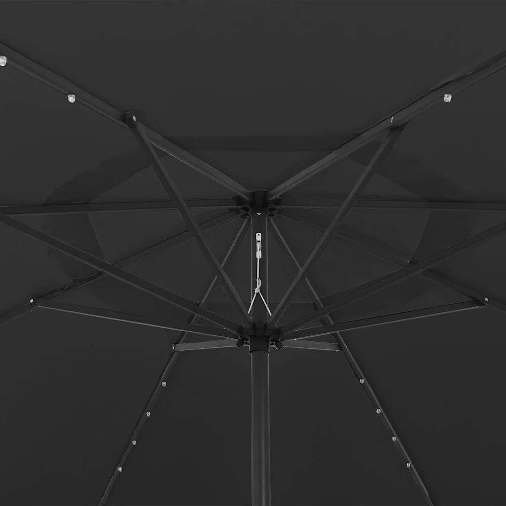 Zahradní slunečník s LED osvětlením 400 cm černý 312536