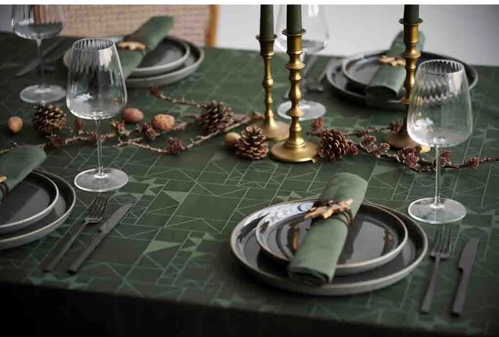 Södahl Kuchyňský ubrus 140x320 Star Damask Forest green