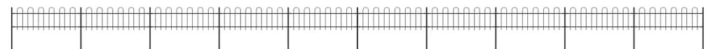 vidaXL Zahradní plot s obloučky ocelový 17 x 0,6 m černý