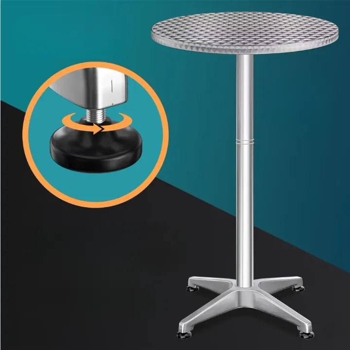Deuba Hliníkový barový stůl Ø60 cm - stříbrný