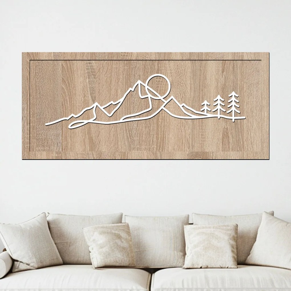 dřevo života Dřevěný obraz Horský výhled Zvolte rozměr (cm): 95x41, Zvolte barvu dekoru: Ořech-Wenge