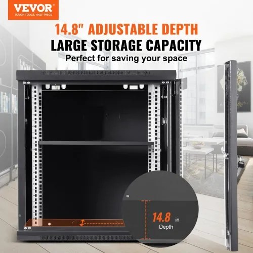 Síťová serverová skříň pro montáž na stěnu 12U, hloubka 39,4 cm – W26412