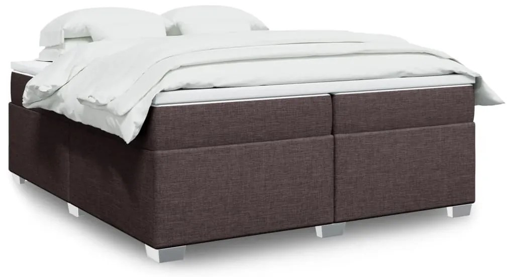 Box spring postel s matrací tmavě hnědá 200x200 cm textil