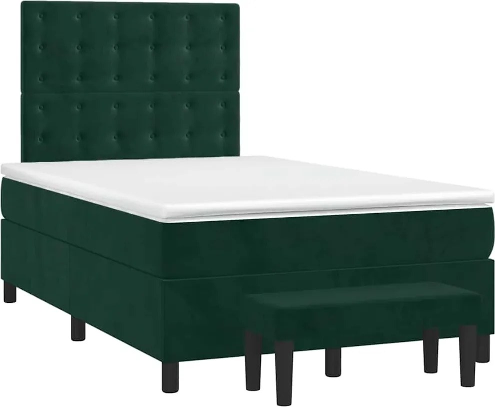 Box spring postel s matrací tmavě zelená 120x190 cm samet 3270496