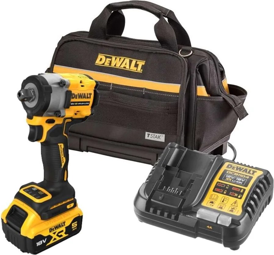 DeWALT - 18V AKU rázový utahovák, 1x aku 5,0 Ah Li-Ion, nabíječka DCF922NA3