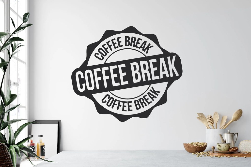 Lepy.cz Samolepka na zeď Coffee break Velikost (šířka x výška): 30x26cm, Barevná varianta: Černá