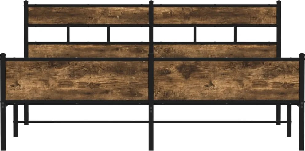 Kovový rám postele bez matrace kouřový dub 200 x 200 cm 3308494