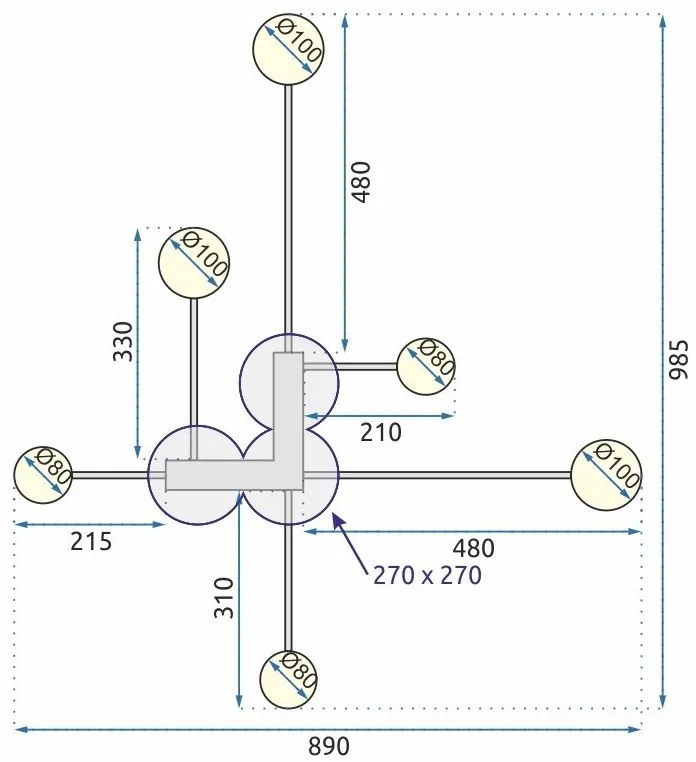 Toolight - LED stropní svítidlo 6-ramenné APP210-3CPR + dálkové ovládání, černá, OSW-08463