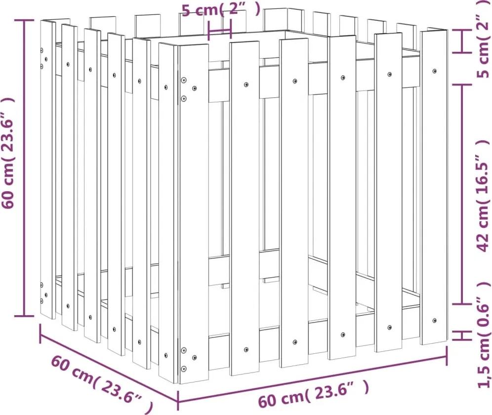 vidaXL Zahradní truhlík plotový design černý 60x60x60cm masiv borovice [832458] Barva: Bílá borovice
