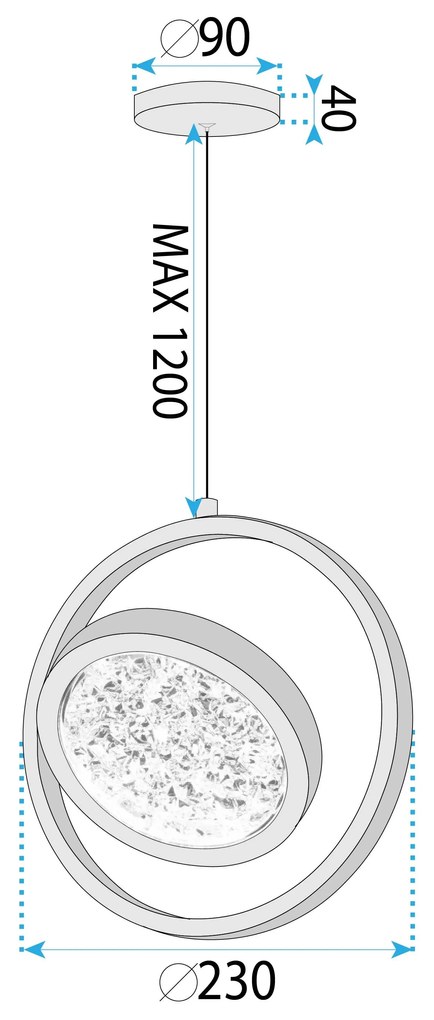 Toolight Toolight, křišťálové závěsné svítidlo 8W, 3000K, 500lm, LHJ106-1CP, růžové zlato, OSW-50070