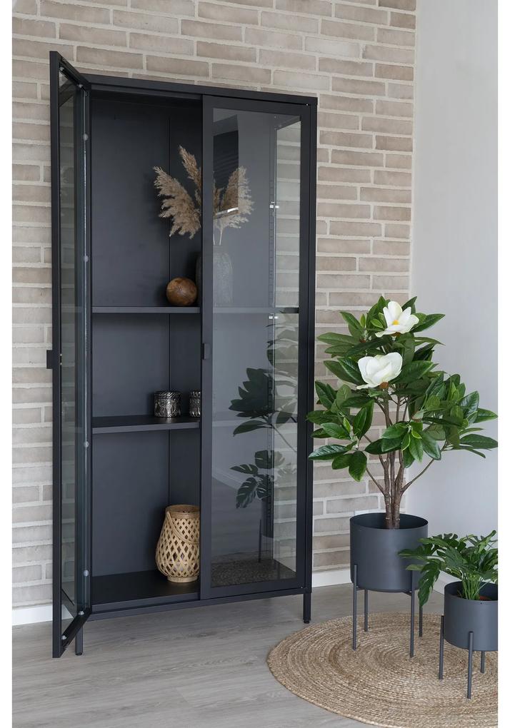 House Nordic Vitrína, černý kov, 2 skleněné dveře\n80x35x175 cm