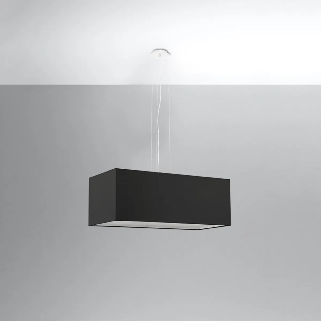 Závěsné svítidlo Santa, 1x černé textilní stínítko, (bílý plast), (80 cm)