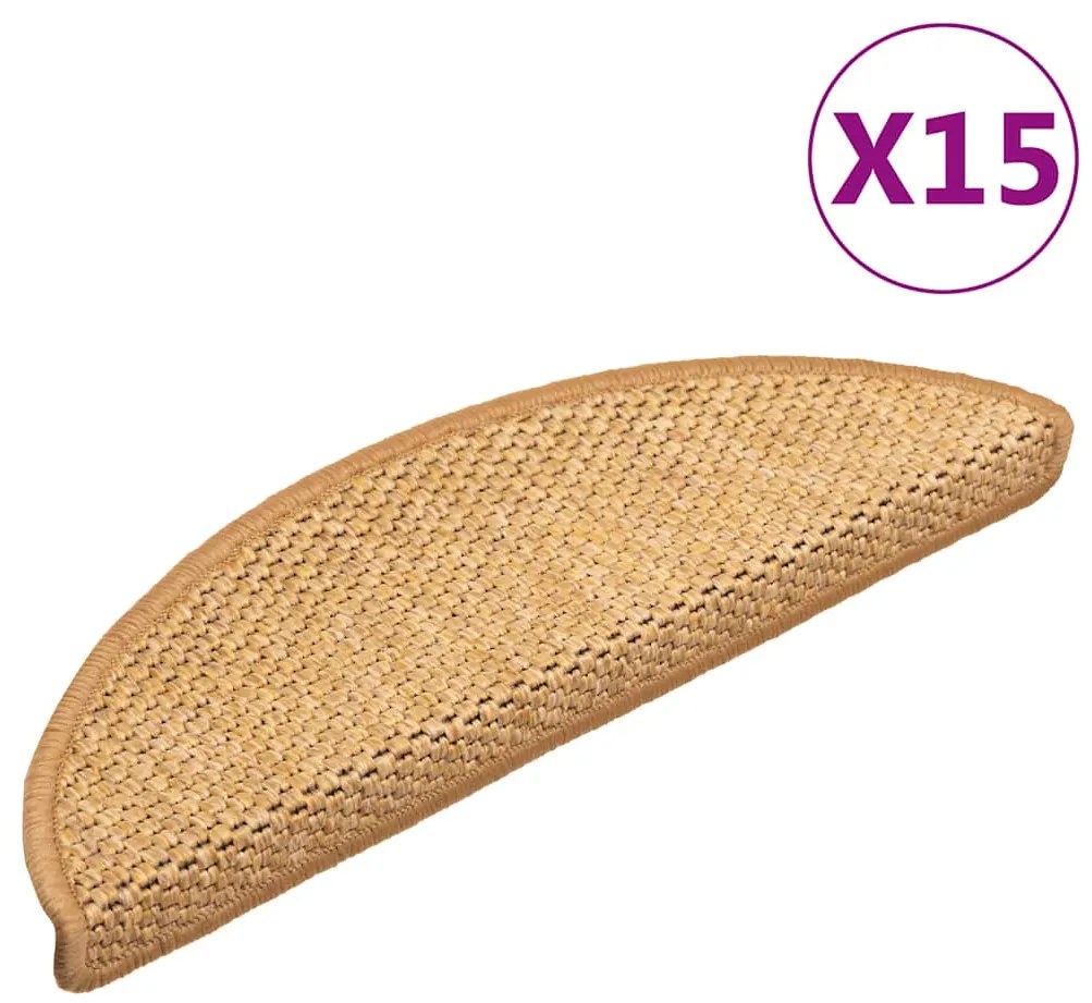 Samolepicí nášlapy na schody vzhled sisal 15 ks 56x17x3cm sisal 326865