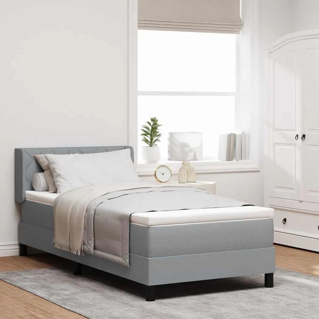 Postel s boxspringem s čelo Světle šedá 200 x 90 cm textil 3341146
